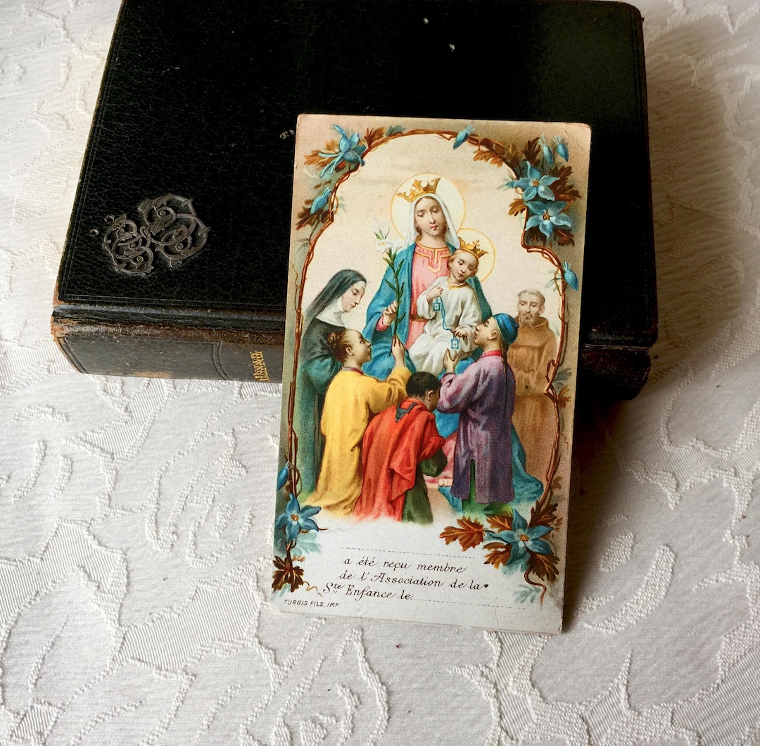 Antique French Mary Holy Card, Vintage Catholic Prayer Card, Rare Old ...