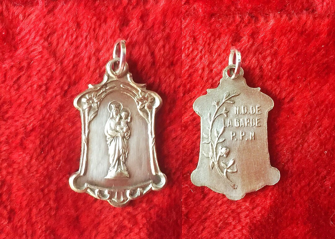 Antique French Virgin Mary Religious Medal Mary Catholic Etsy