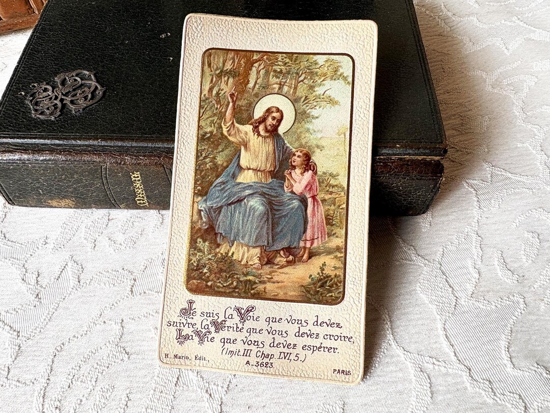 Antique French Jesus Holy Card, Vintage Catholic Prayer Card, Old ...