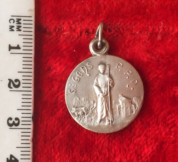 Rare Saint Gens catholic pendant, vintage French Sain… - Gem
