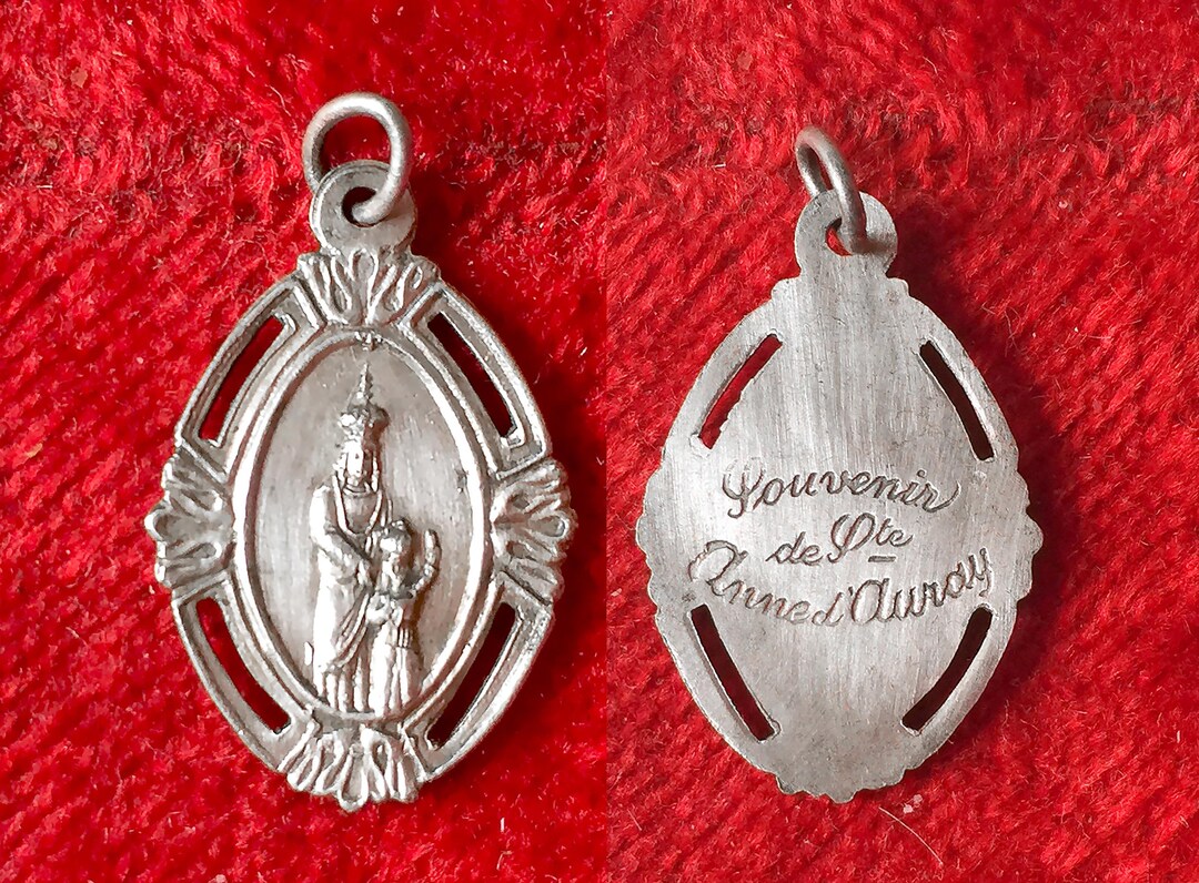 Vintage French Saint Anne Pendant, Catholic Medal of Saint Anne of ...