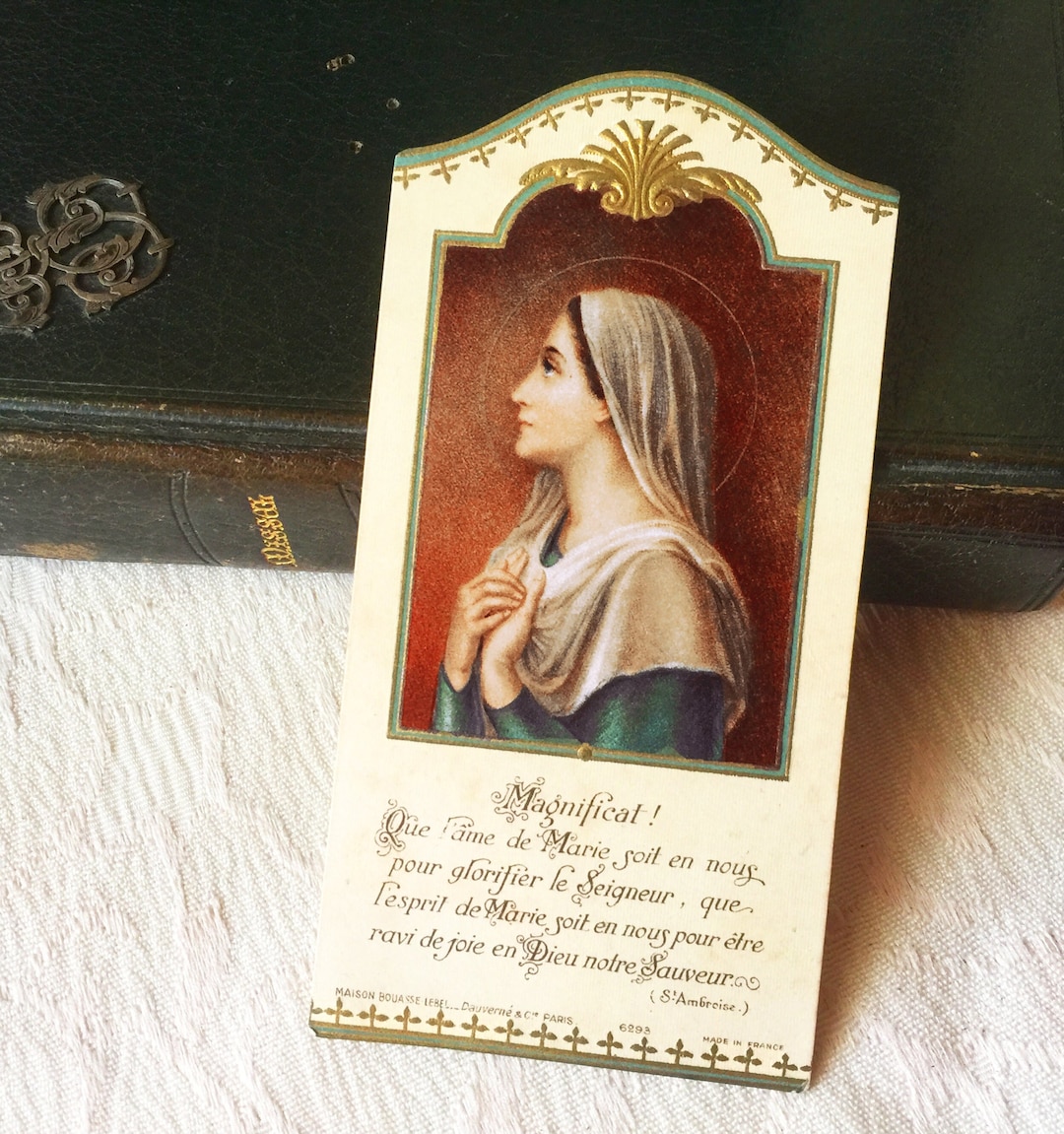 1910 Antique French Virgin Mary Religious Card, Vintage Catholic Holy ...