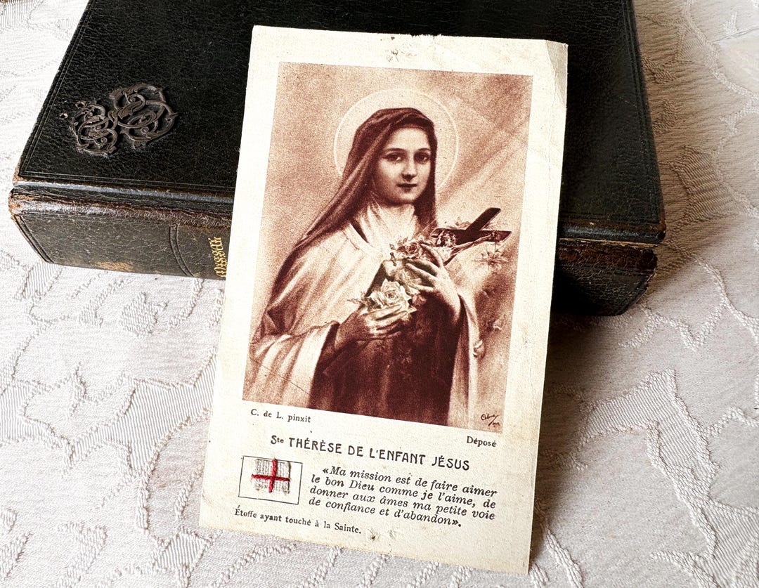 Saint Therese Relic, 2nd Class Relic Saints Holy Card, Old Religious ...