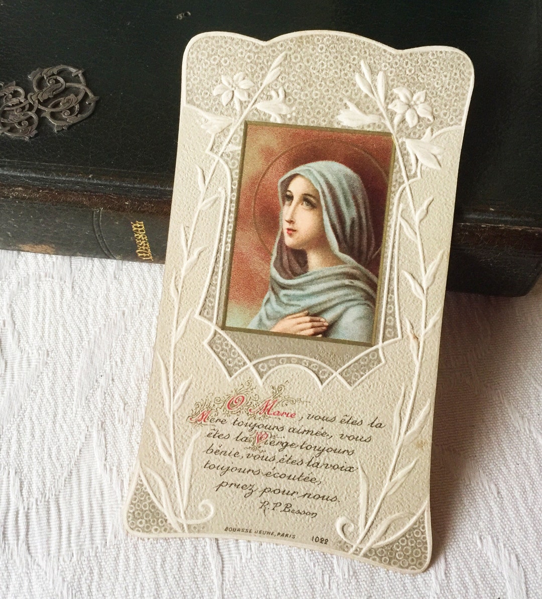 1910 Antique French Virgin Mary Religious Card, Vintage Catholic Holy ...