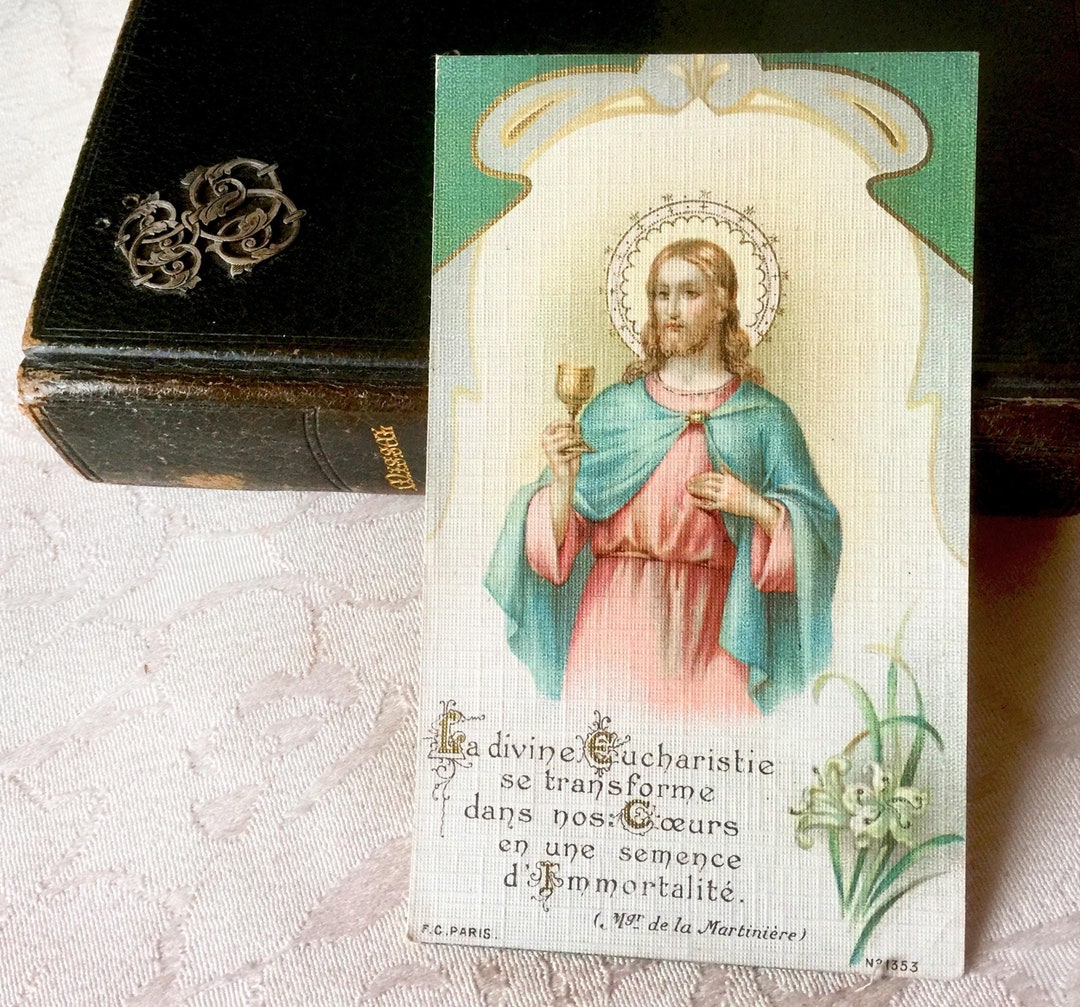 Antique French Jesus Holy Card, Collectible Catholic Image, Vintage ...