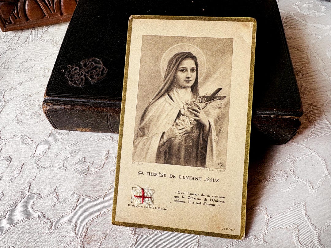 Saint Therese Holy Card Relic, 2nd Class Relic Saints Religious Card ...