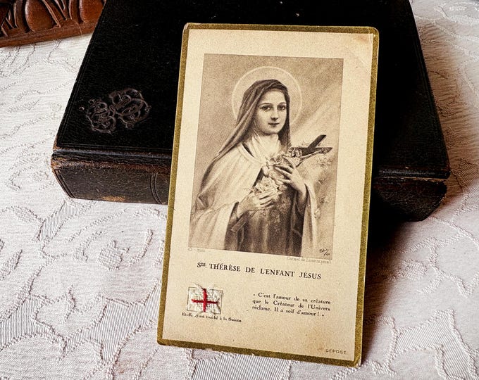 Saint Therese Holy Card Relic, 2nd Class Relic Saints Religious Card ...