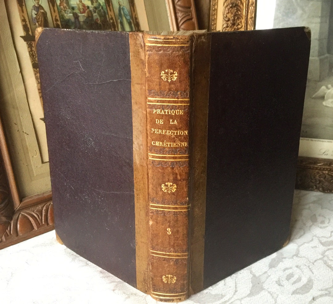 1840 Antique French Religious Library Book Leather Bound, Catholic ...