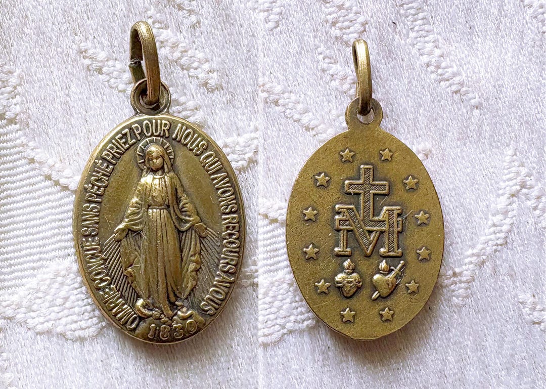 Vintage French Virgin Mary Religious Medal, Mary Immaculate Catholic ...