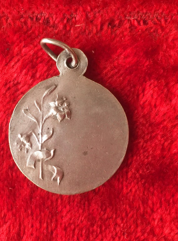 Rare Saint Gens catholic pendant, vintage French Sain… - Gem