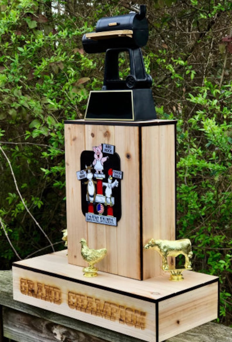 Rustic BBQ Trophy,grand Champion,1st Place Bbq,people's Choice Winner ...