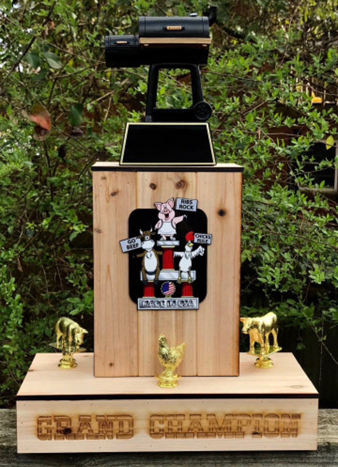 Rustic BBQ Trophy,grand Champion,1st Place Bbq,people's Choice Winner ...