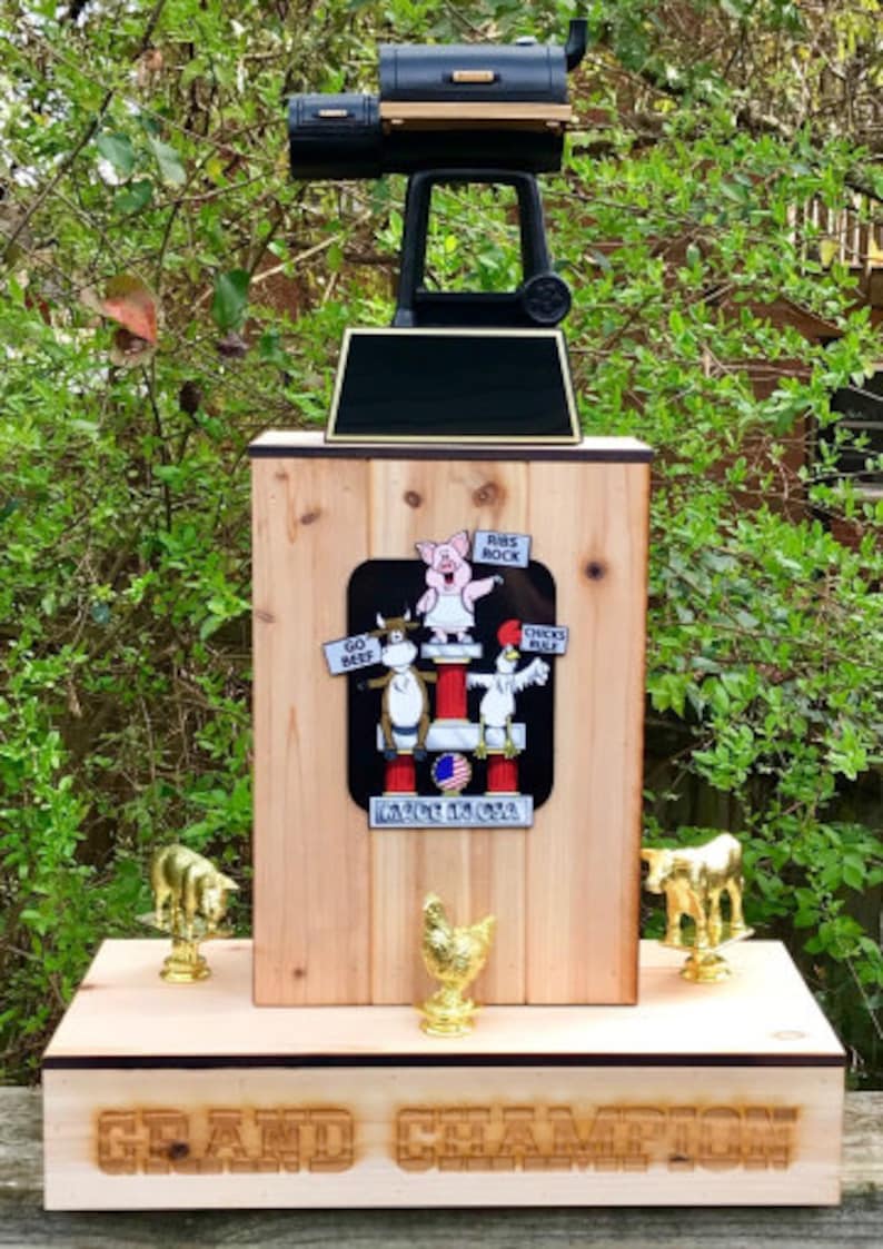 Rustic BBQ Trophy,grand Champion,1st Place Bbq,people's Choice Winner ...