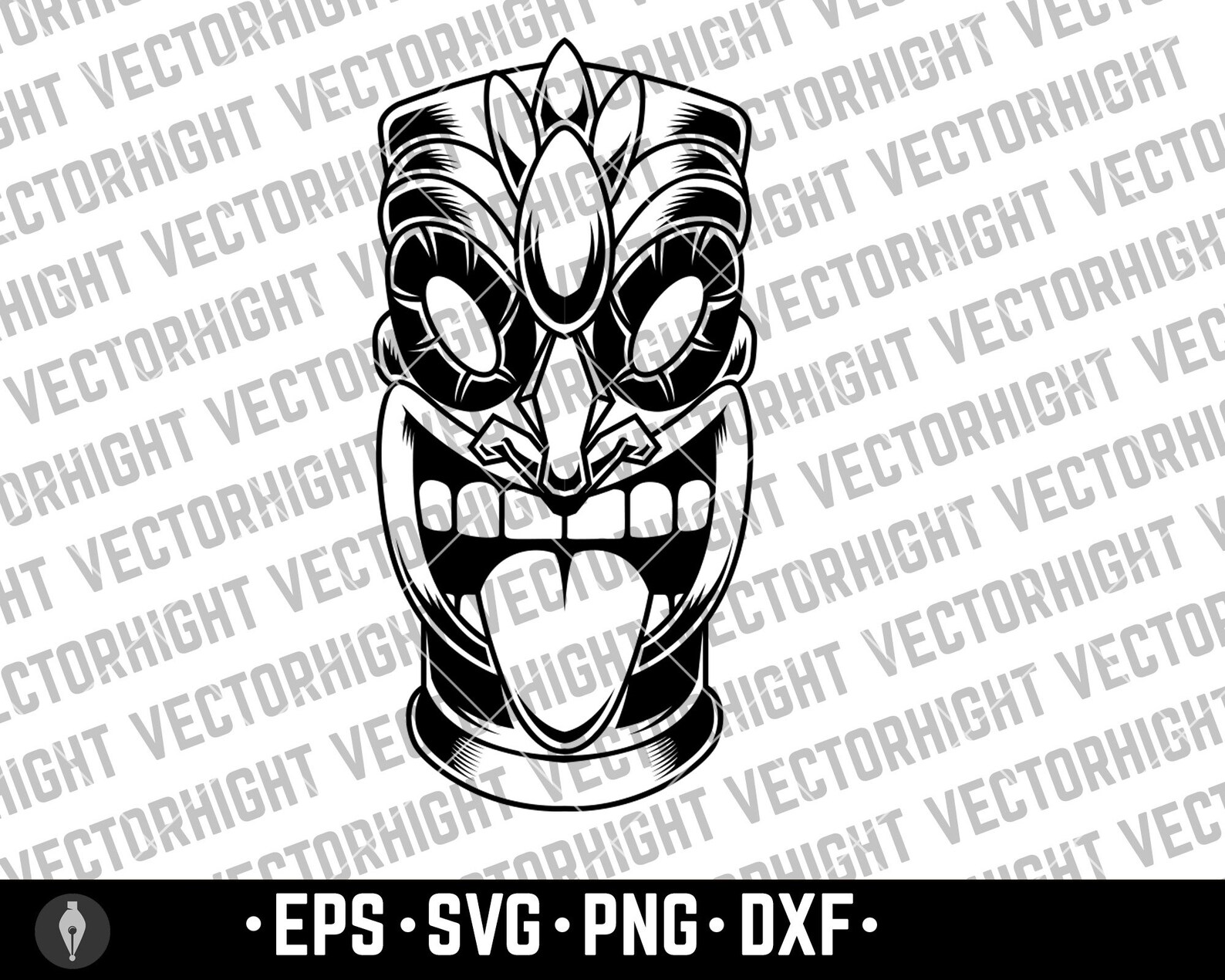 Tiki Idol, Tiki Wooden Statue Svg, Eps, Png, DXF, Hawaiian Tiki Digital ...