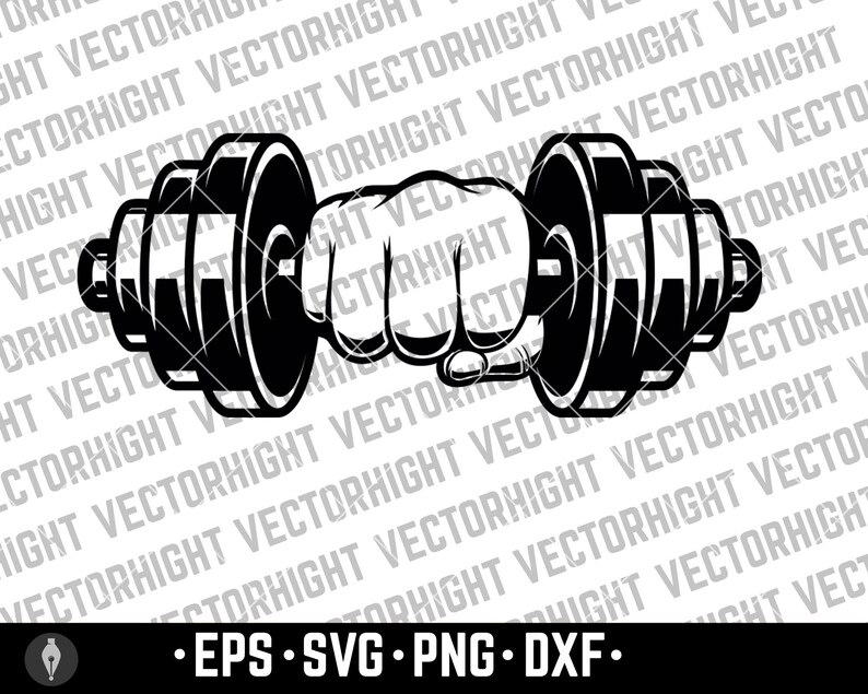 Fitness Dumbbell Weight SVG, Barbell Shape Ai, Eps, Pdf, Dxf. Weight ...