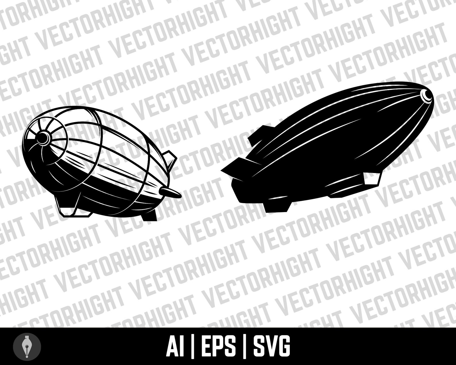 Zeppelin Vector. Airship Clipart.dirigible Eps, Ai, Svg. Zeppelin ...