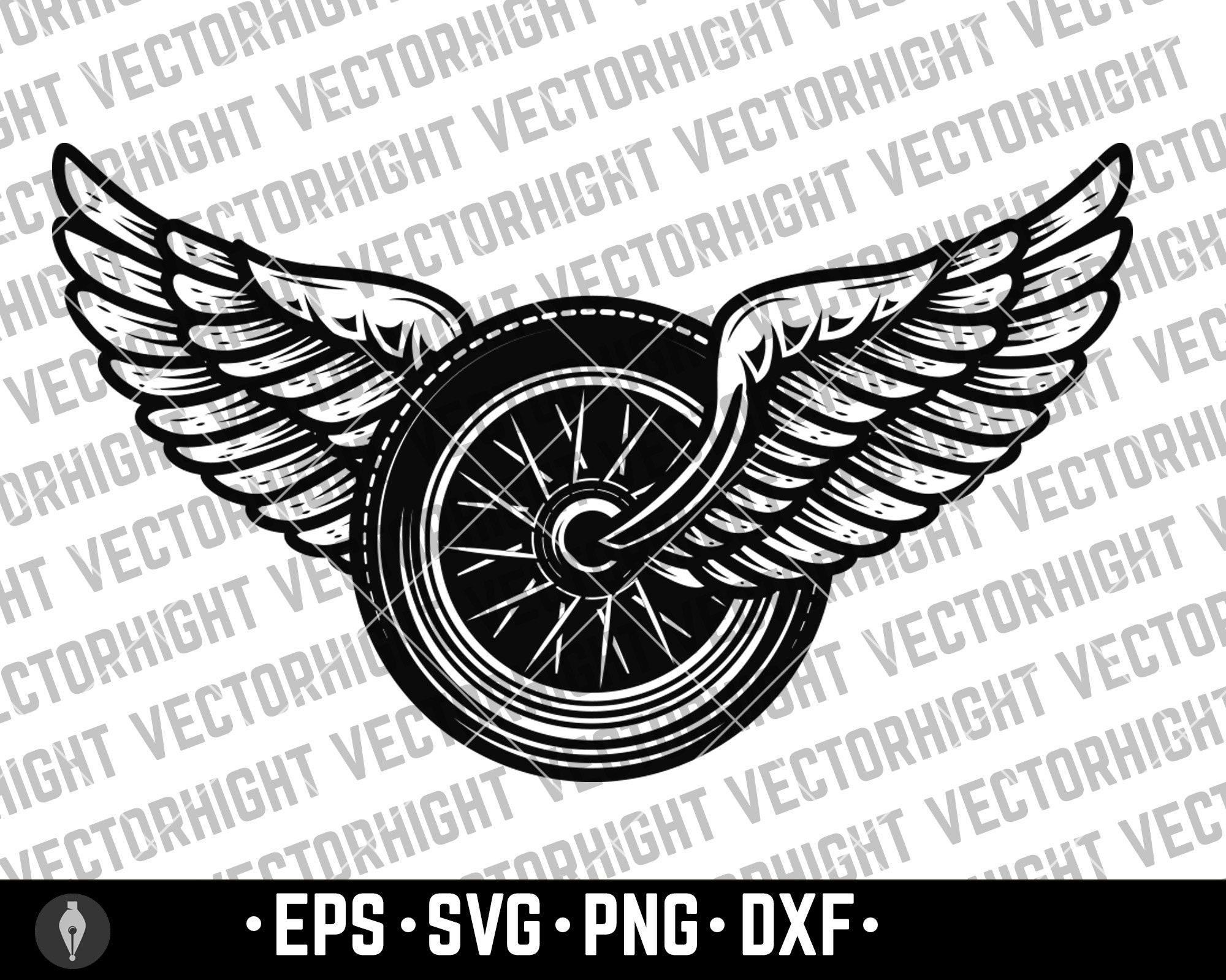 Wheels DXF, Winged Wheel SVG Cricut, Motorcycle SVG File, Png, Wheels ...