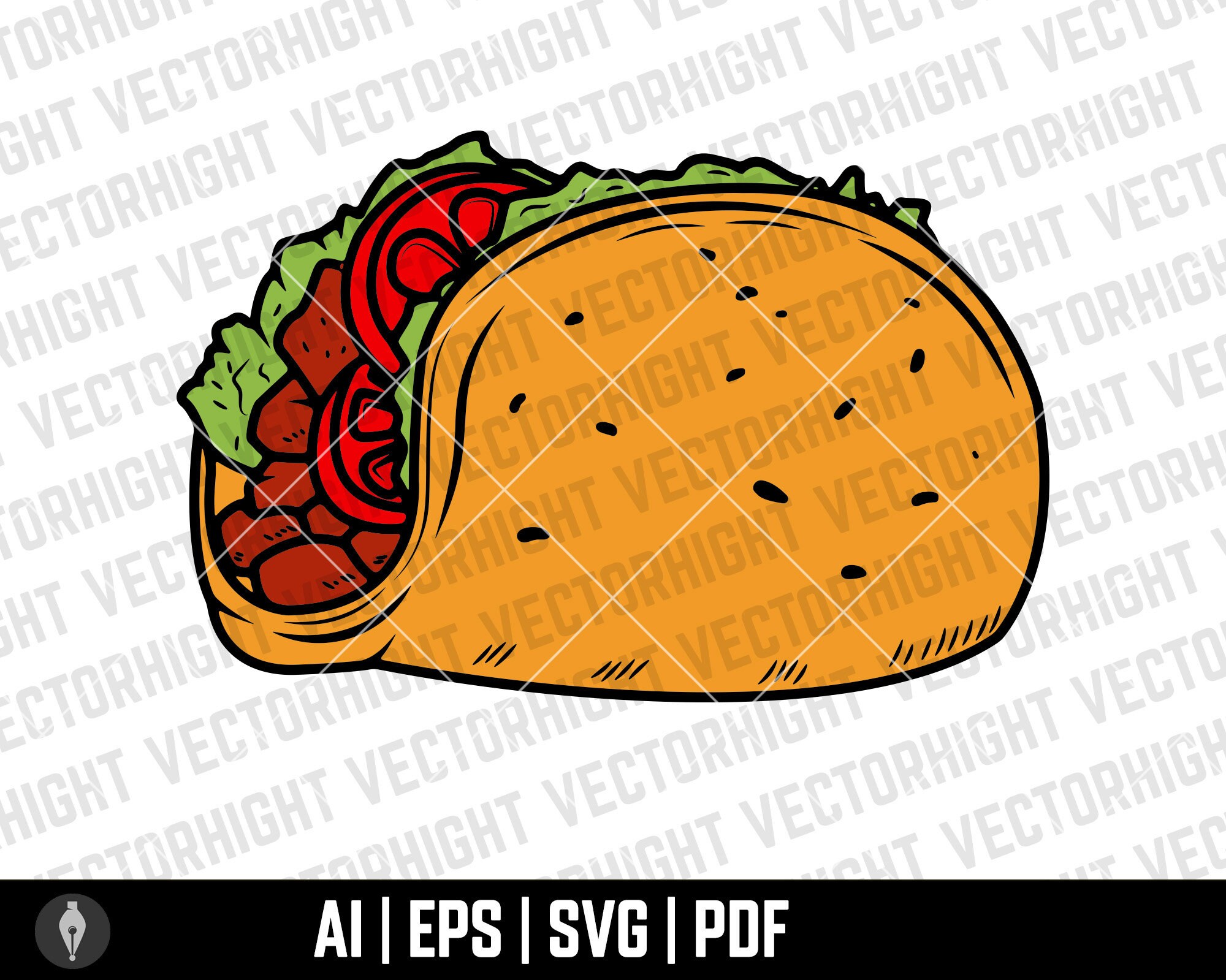 Taco, Burrito Clipart SVG, Burrito Shape Ai, Eps, Pdf. Burrito, Taco ...