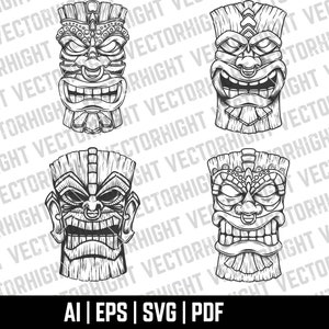 Tiki Idol, Tiki Wooden Statue Svg, Eps, Ai, Pdf, Hawaiian Tiki Digital ...