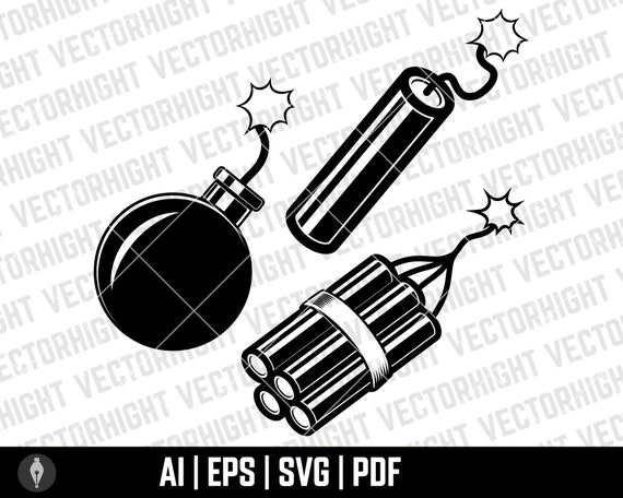 Dynamite Stick SVG Bomb Shape Ai Eps Pdf. Dynamite Hand - Etsy