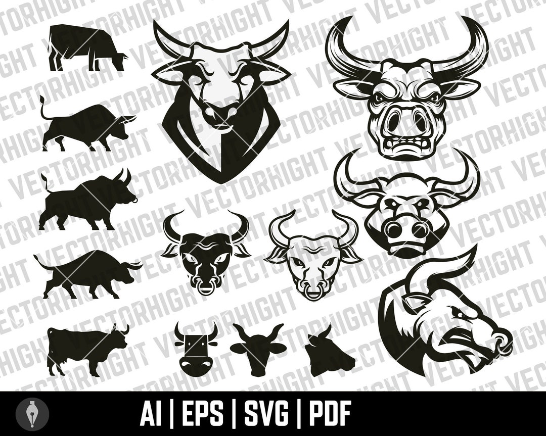 Cow Head, Bull Head, Buffalo Svg, Ai, Eps, Pdf. Cow Silhouette Cricut ...