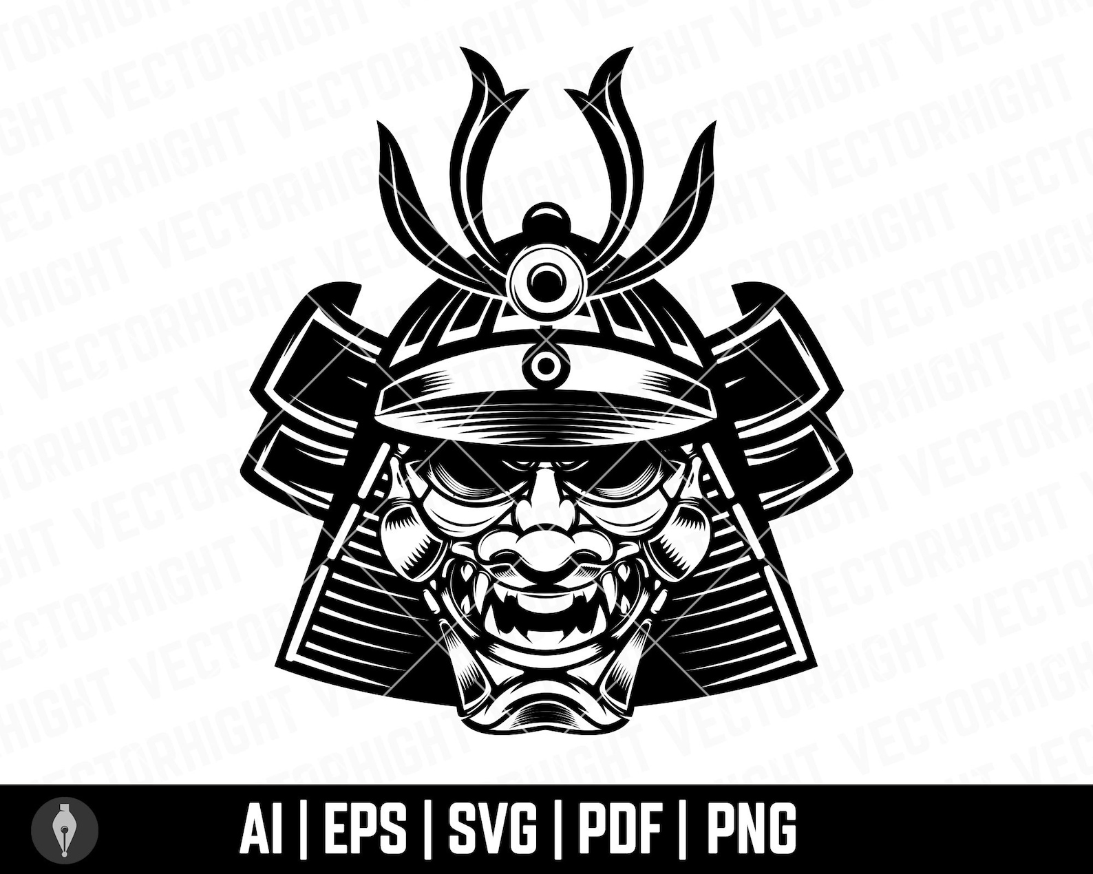 Samurai Helmet Vector, Samurai Warrior Mask Eps, Ai, Svg. Karate ...