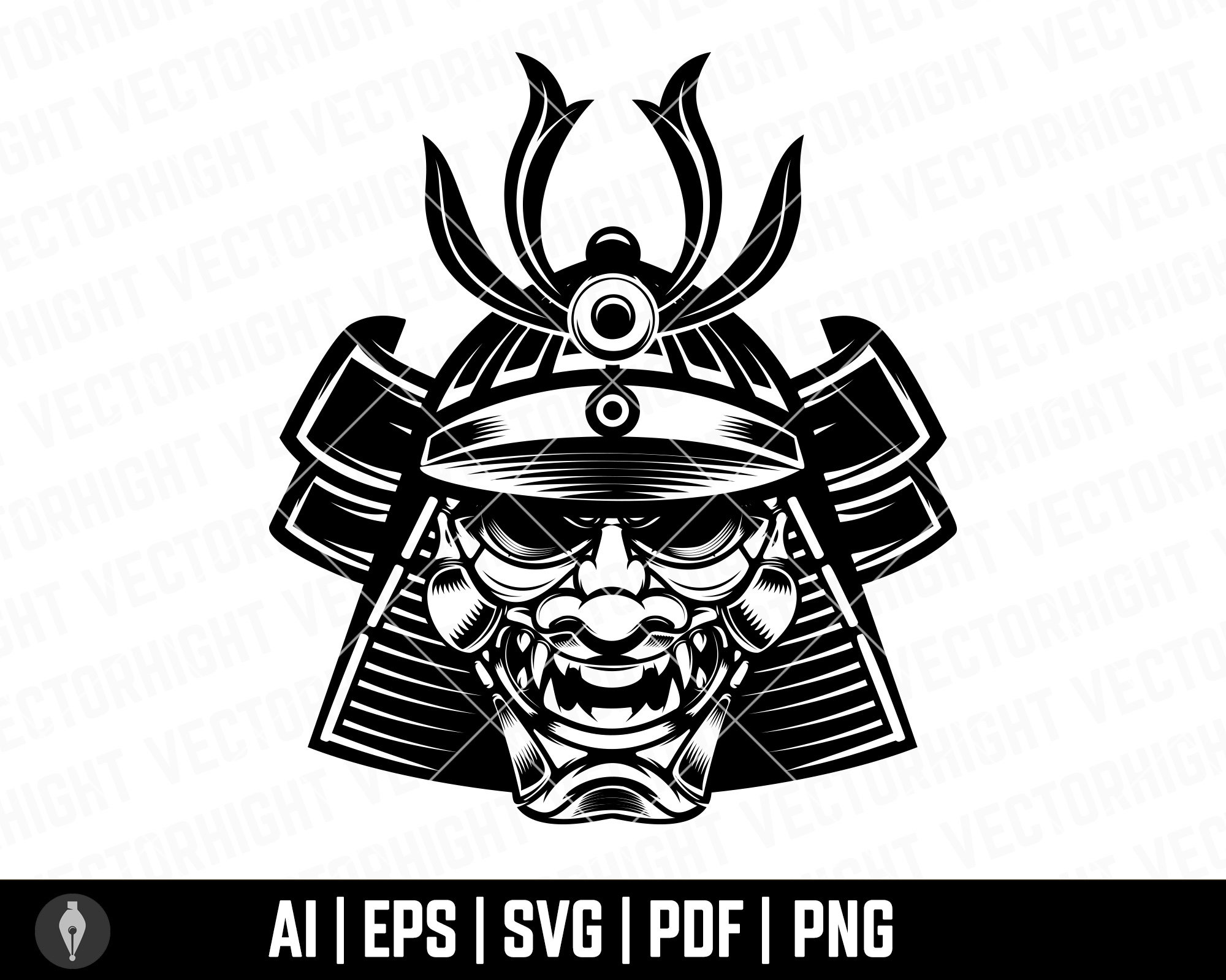 Samurai Helmet Vector, Samurai Warrior Mask Eps, Ai, Svg. Karate ...