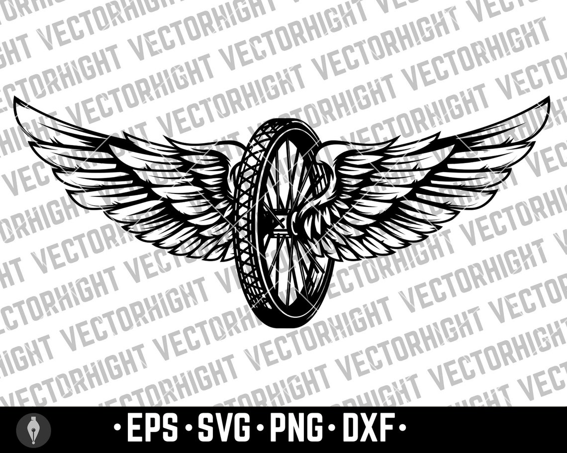 Wheels DXF, Winged Wheel SVG Cricut, Motorcycle SVG File, Png, Wheels ...
