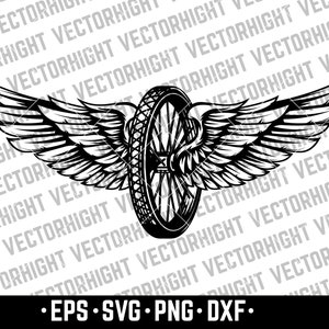 Wheels DXF, Winged Wheel SVG Cricut, Motorcycle SVG File, Png, Wheels ...