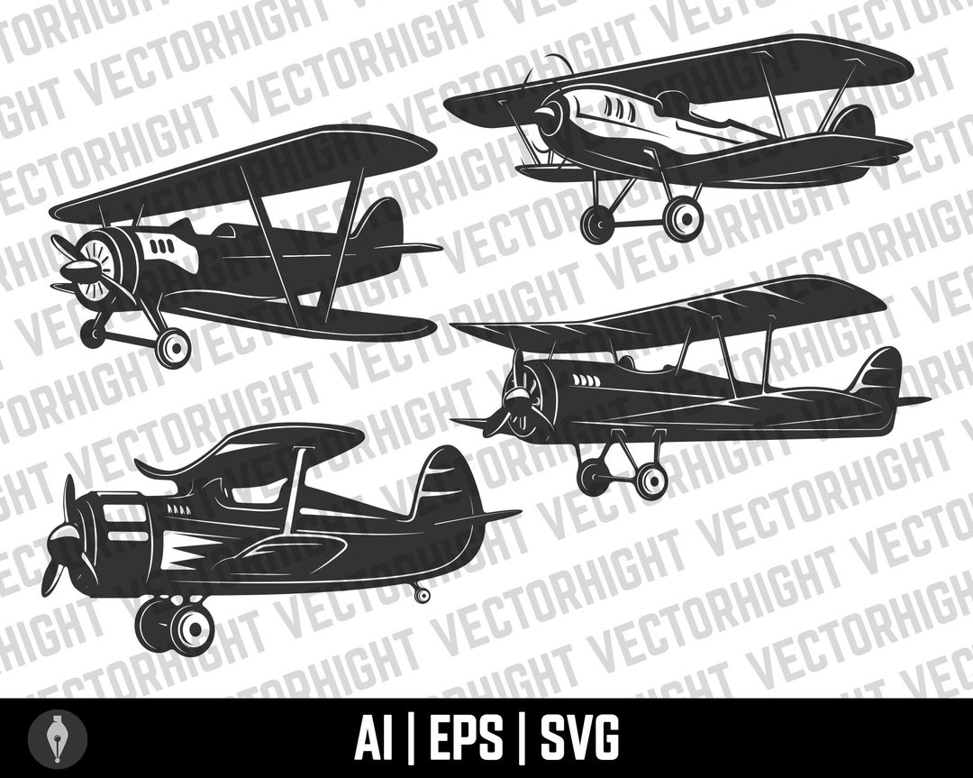 Airplane Vector, Airplane Svg, Aviation Clipart, Airplane Ai,eps. Retro ...