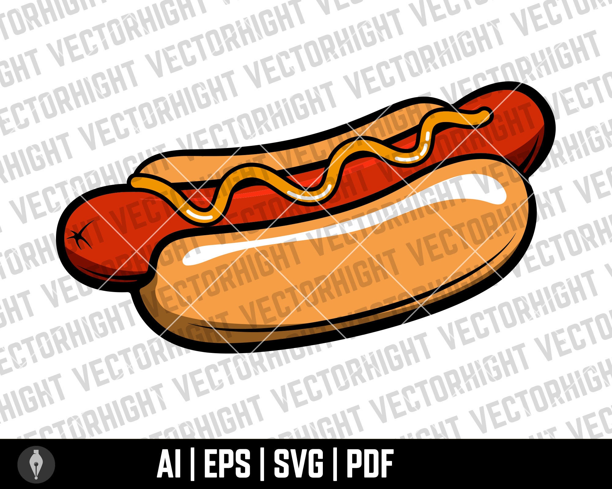 Hot Dog, Hot Dog AI, Eps, Pdf. Fast Food Sausage Hot Dog Digital File Download - Etsy