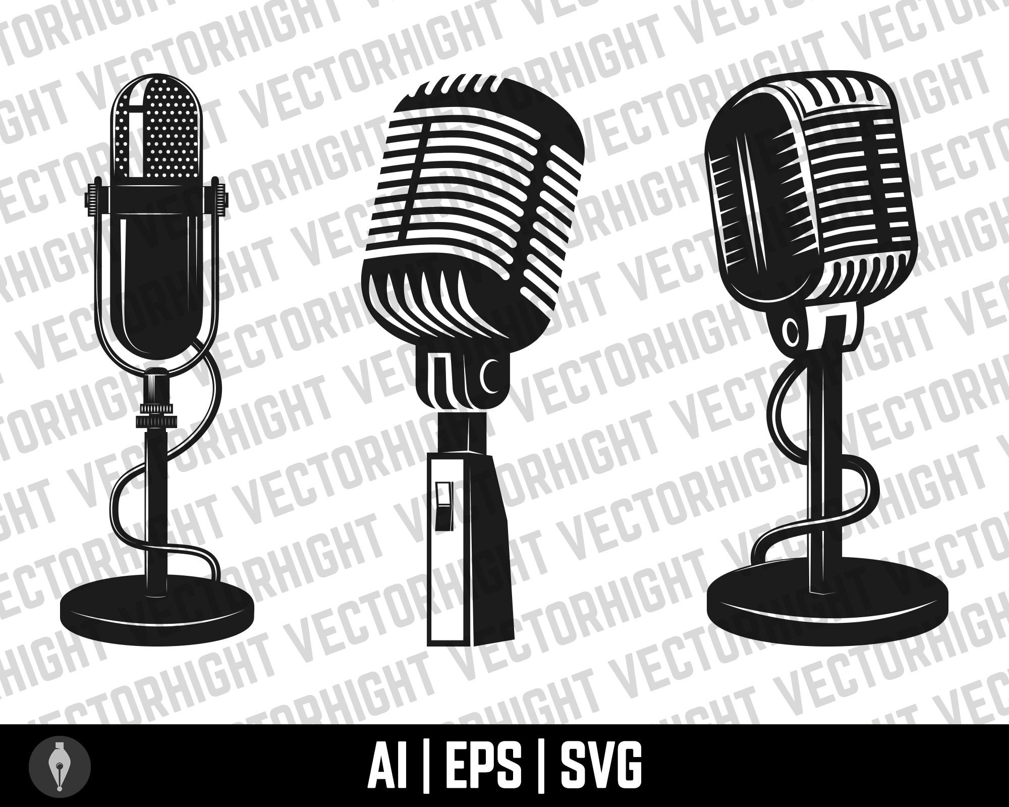 Mikrofon-Designelemente, Retro-Mikrofon-Vektor, Mikrofon-Ai, Eps, Svg ...