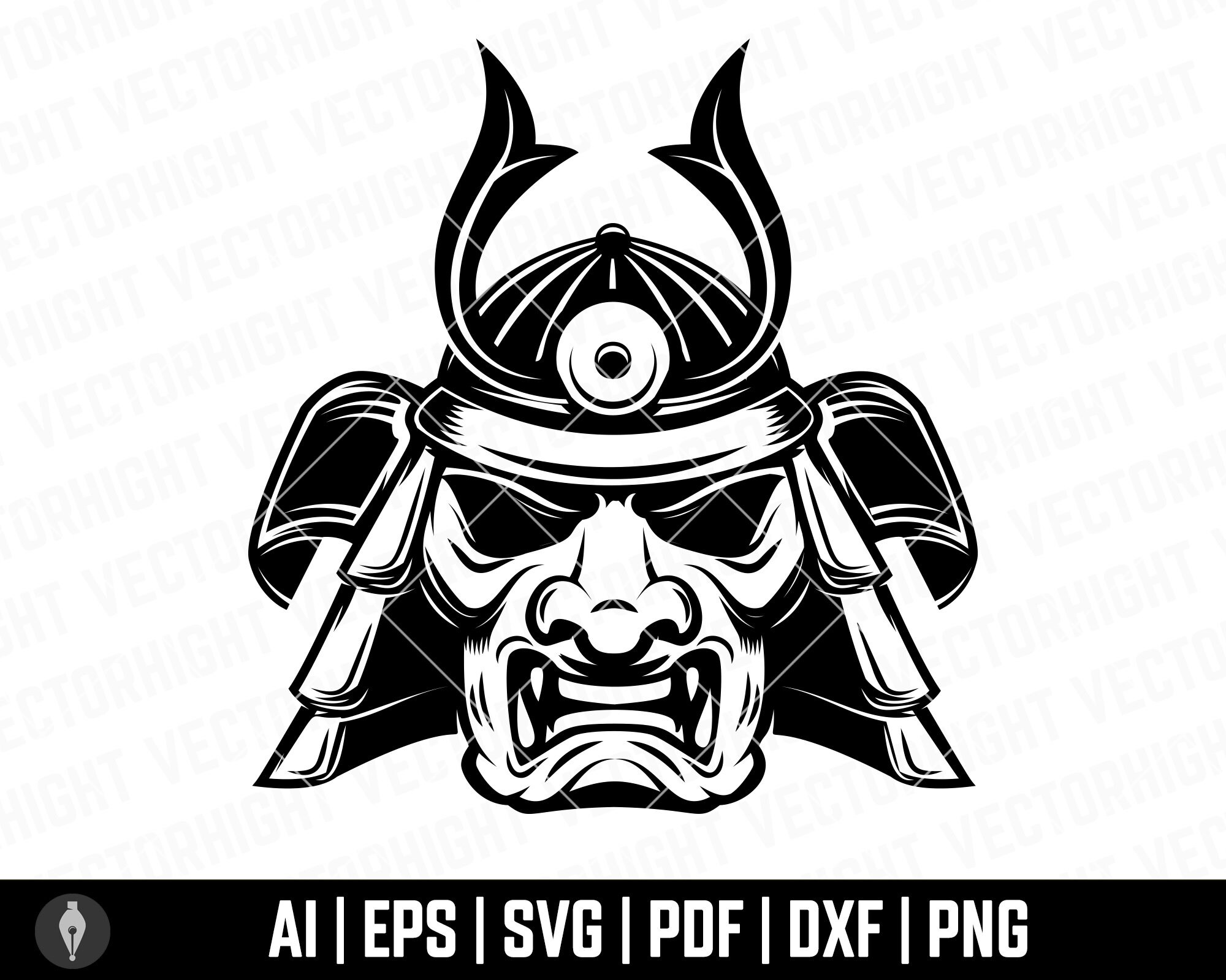 Samurai Helmet Vector Samurai Warrior Mask Eps Ai Svg. | Etsy