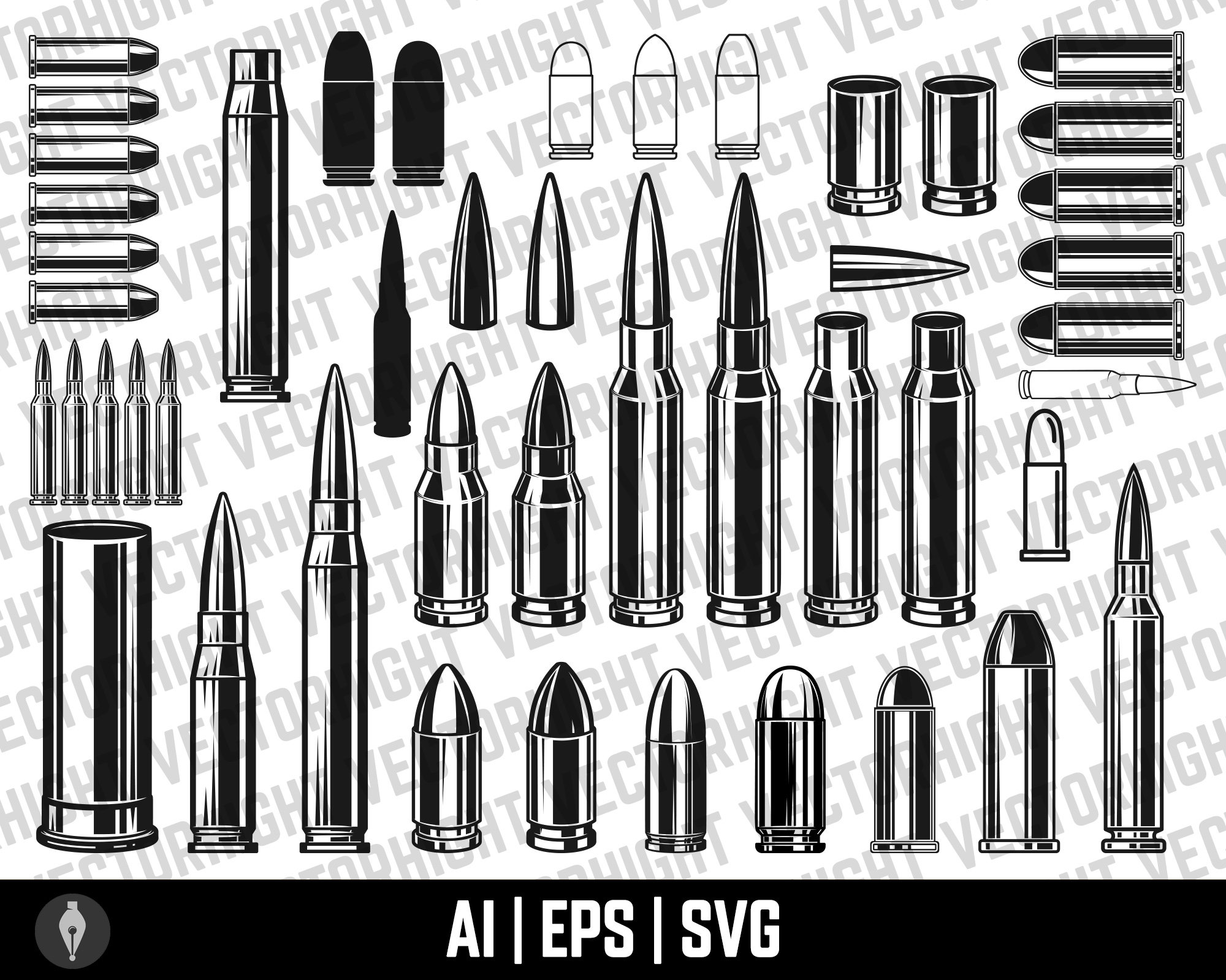 Bullet Clipart Bullet Cartridge Svg Eps Ai. Bullet Bundle - Etsy Australia
