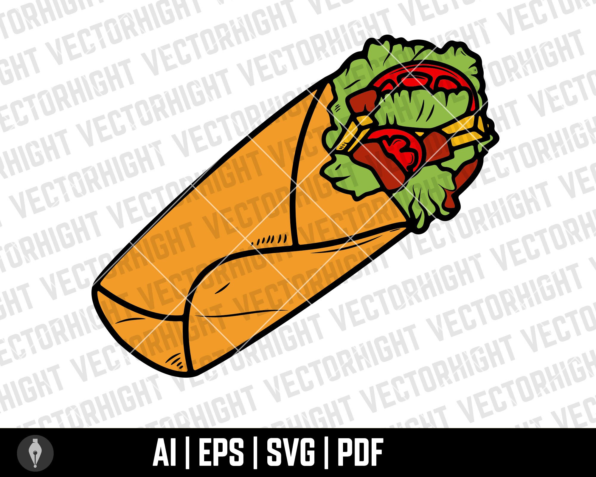 Taco, Burrito Clipart SVG, Burrito Shape Ai, Eps, Pdf. Burrito, Taco ...