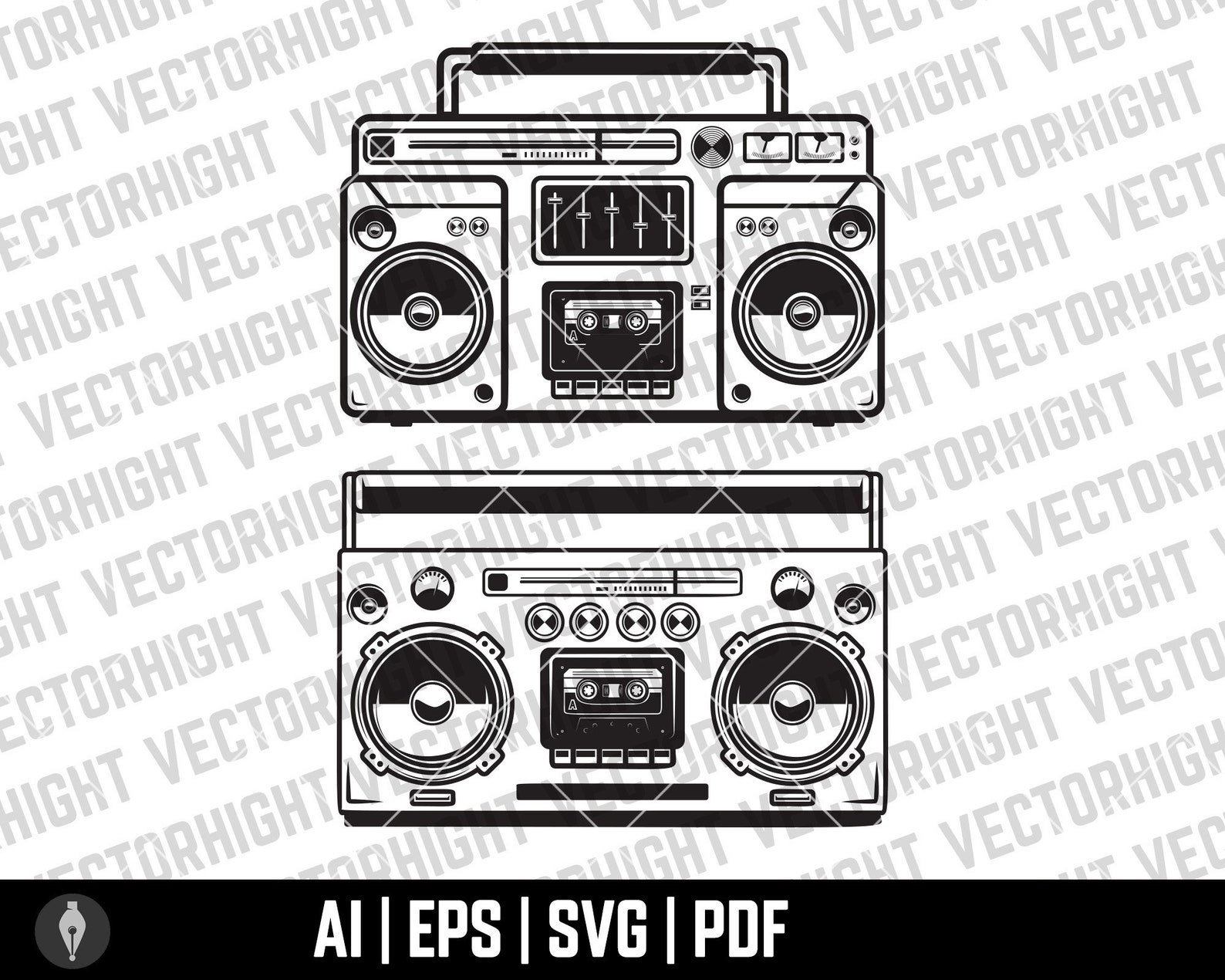 Radio Boombox Vintage Boom Box Cassette Tape Player Recorder Music ...