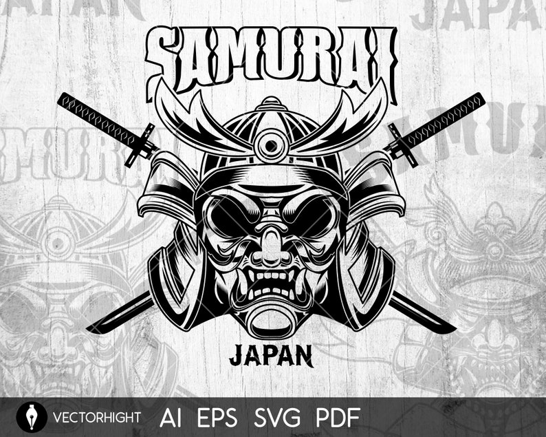 Emblems With Samurai Helmet Katana Vector Samurai Warrior Eps, Ai, Svg ...