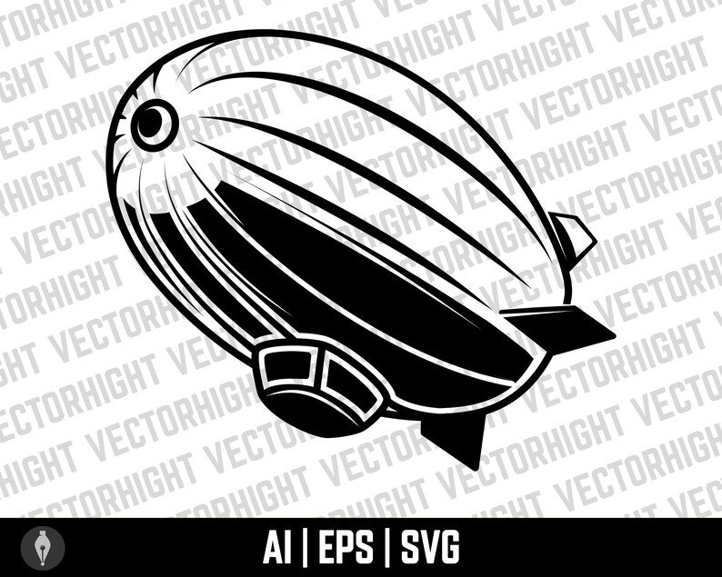Zeppelin Vector. Airship Clipart.dirigible Eps, Ai, Svg. Zeppelin ...