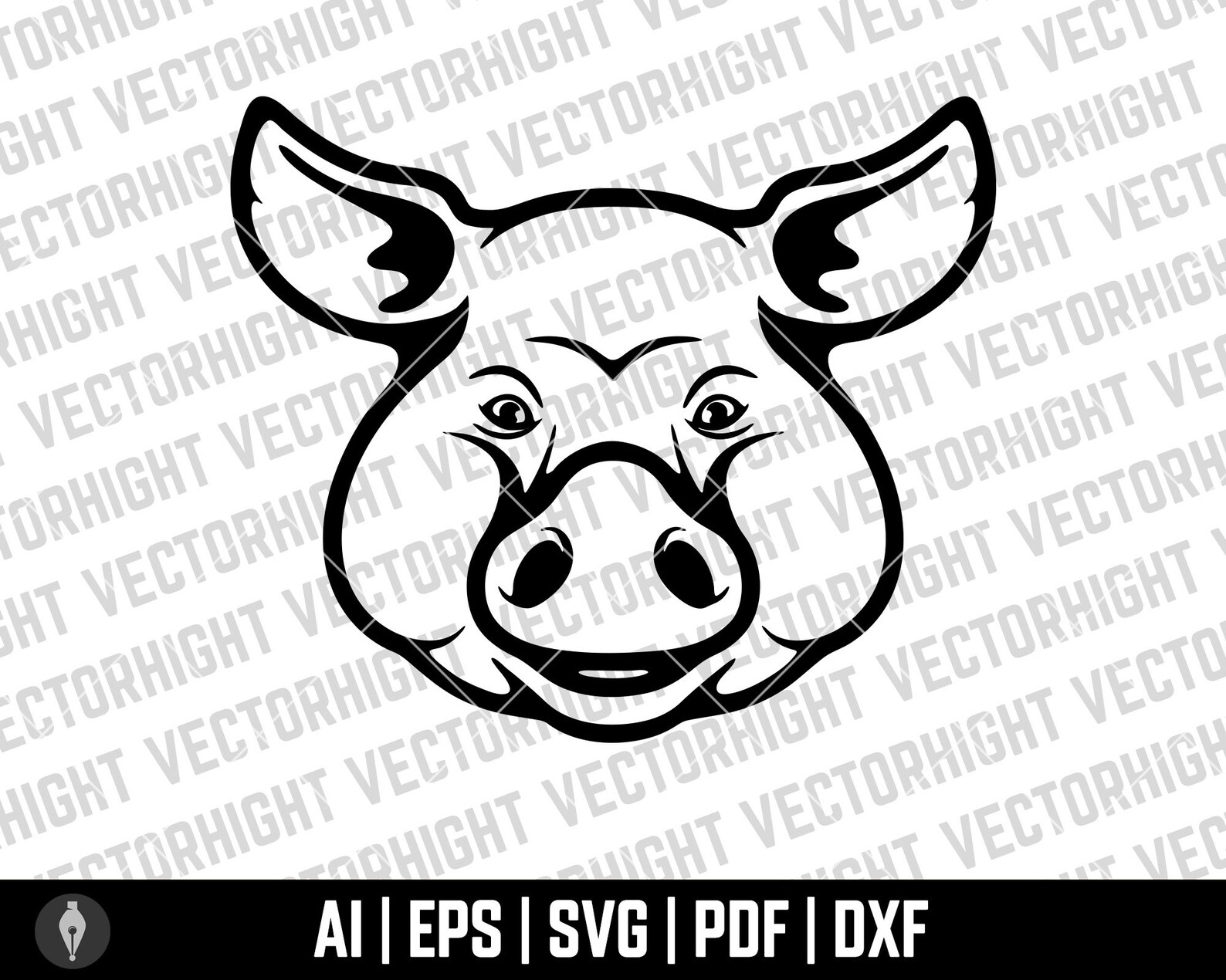 Pig Head Pork Head Shape SVG Ai Eps Pdf Dxf. Boar Head - Etsy