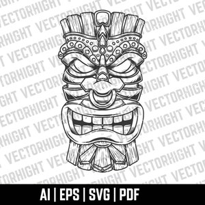 Tiki Idol, Tiki Wooden Statue Svg, Eps, Ai, Pdf, Hawaiian Tiki Digital ...