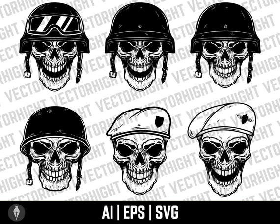 Soldier Skull Clipart Skull Vector Skull in Military Helmet - Etsy