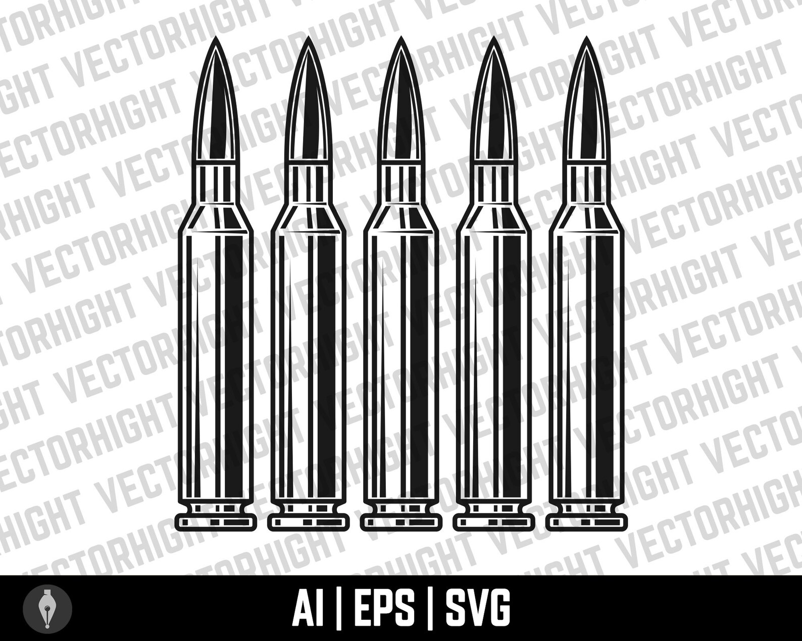 Bullet Clipart, Bullet Cartridge Svg, Eps, Ai. Bullet Bundle, Patron ...