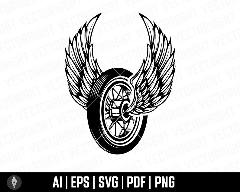 Winged Wheel Bundle Svg, Winged Wheels Shape SVG. Winged Wheel Logo ...