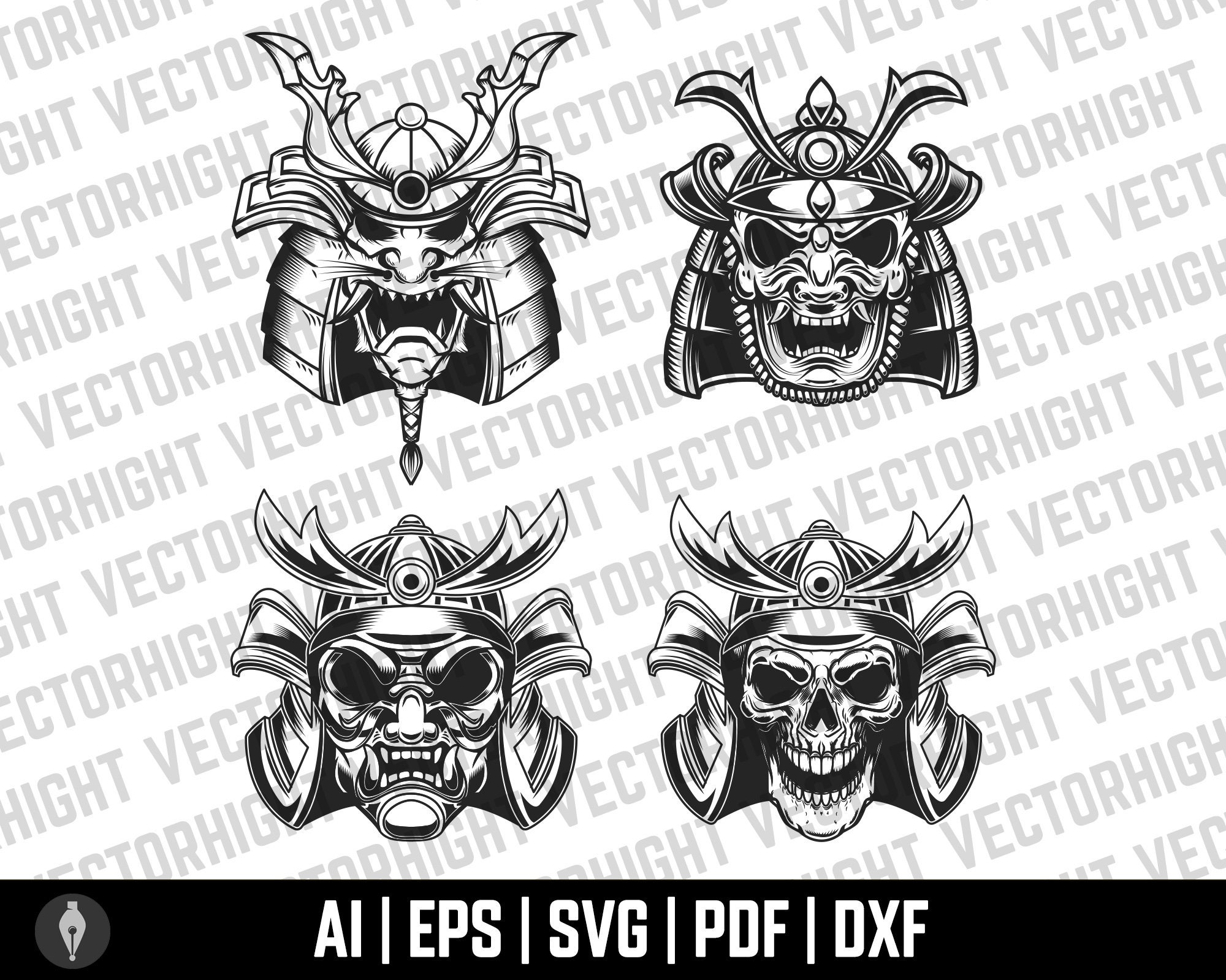Samurai Helmet Vector Samurai Warrior Mask Eps Ai Svg. | Etsy