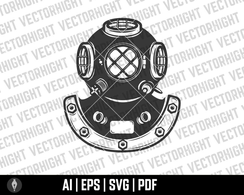 Diving Helmet, Retro Divers Helmet, Diver Mask, Diving Helmet Eps, Svg ...