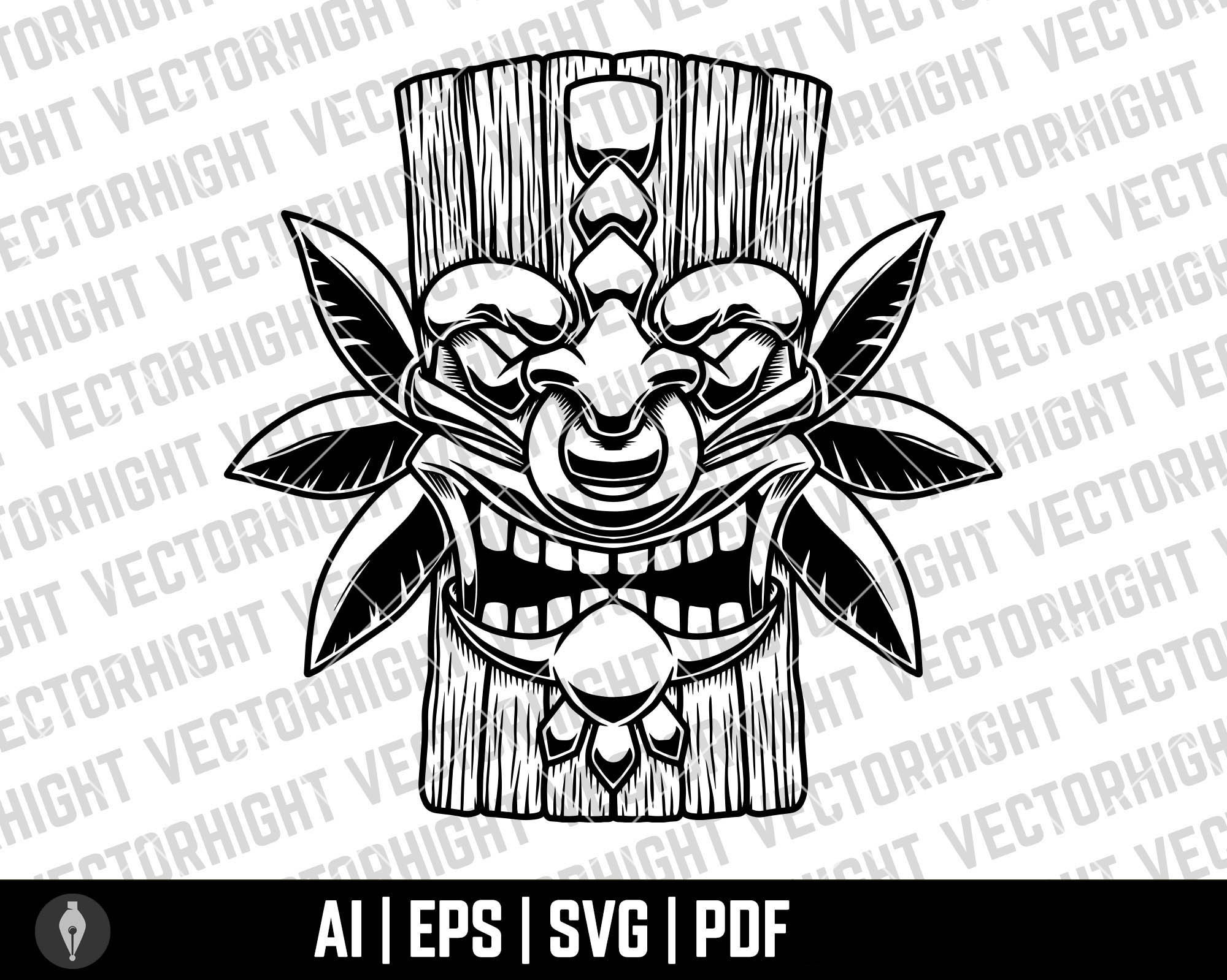Tiki Idol Tiki Wooden Statue Svg Eps Ai Pdf Hawaiian Tiki - Etsy