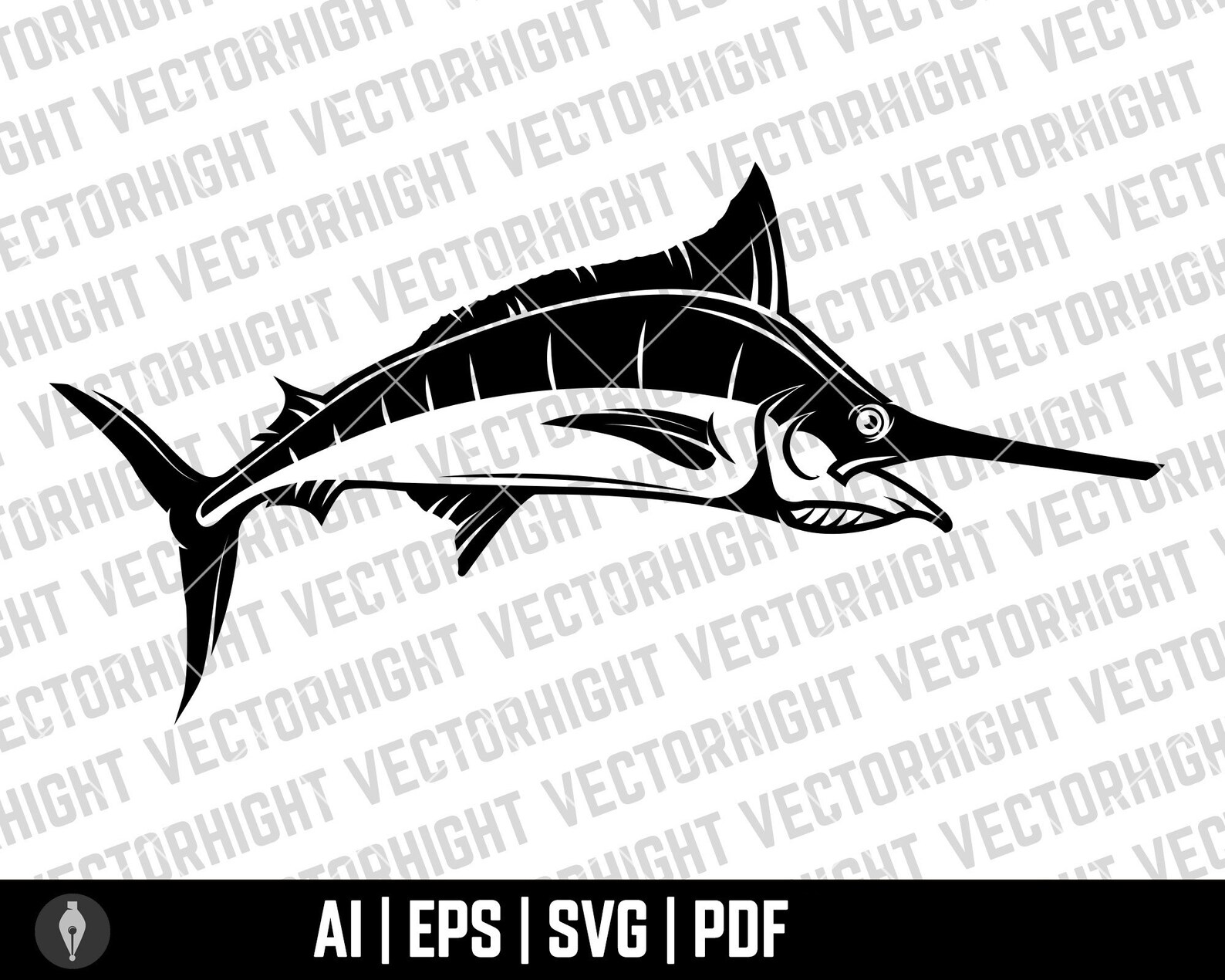 Sword-fish Clipart SVG Marlin Shape Ai Eps Pdf. Swordfish - Etsy