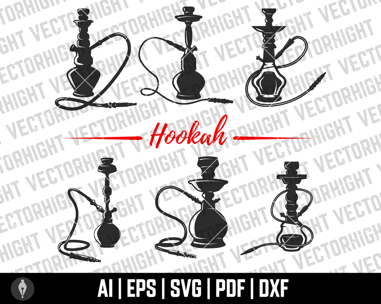Hookah SVG, Hookah Shape Ai, Eps, Pdf, Dxf. Hookah Cricut Files Digital ...