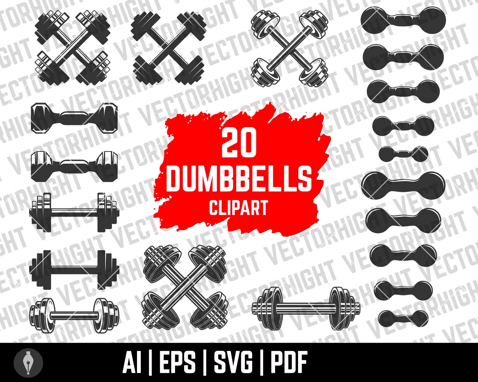 Dumbbells Clipart, Dumbbells Vector, Dumbbells Ai, Svg, Eps, Pdf ...