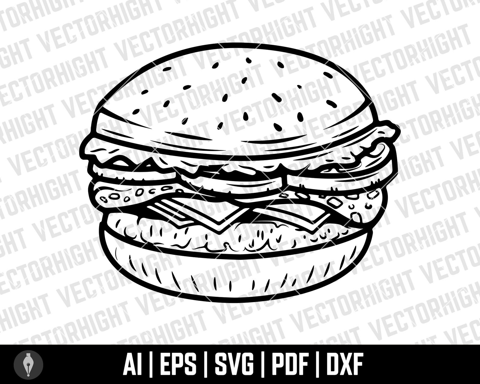 Burger Clipart SVG Hamburger Shape Ai Eps Pdf Dxf. | Etsy